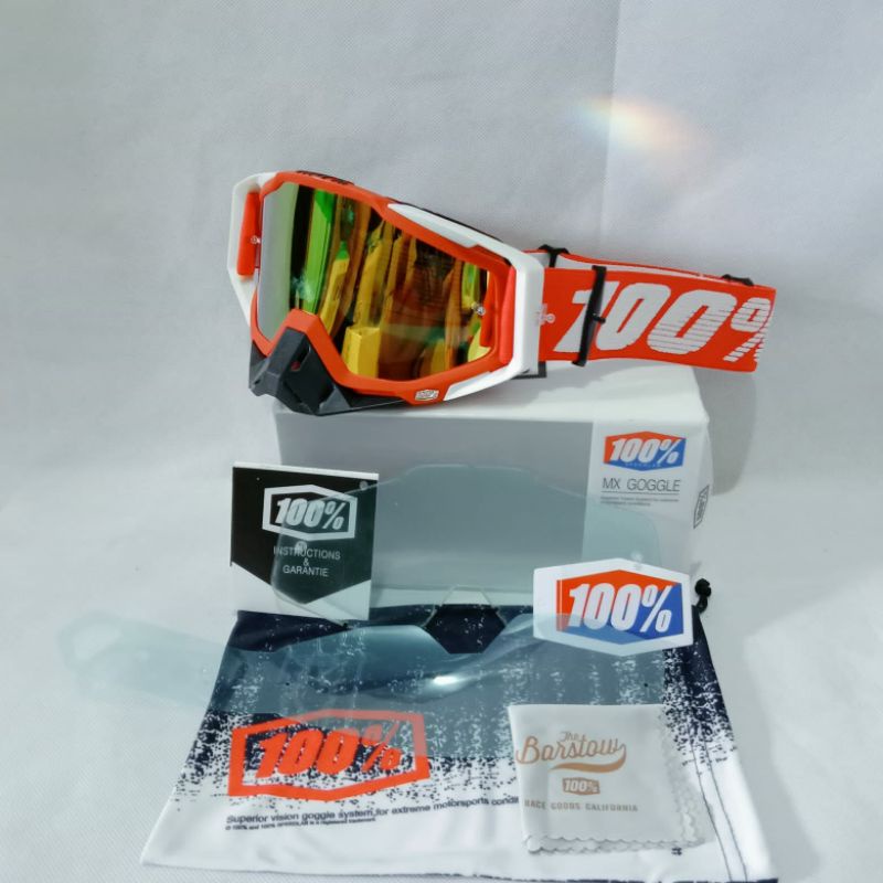 Jual kacamata goggle 100% / motor cross / merah putih moncong hitam ...
