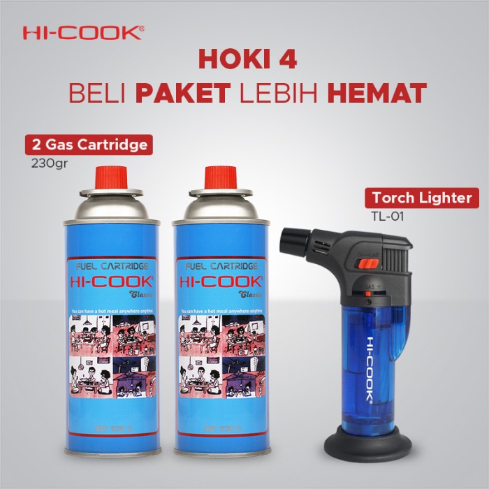 Jual New Paket Hoki 4 - 2 Gas Cartidge Hi-Cook 230 gram + Torch Lighter ...