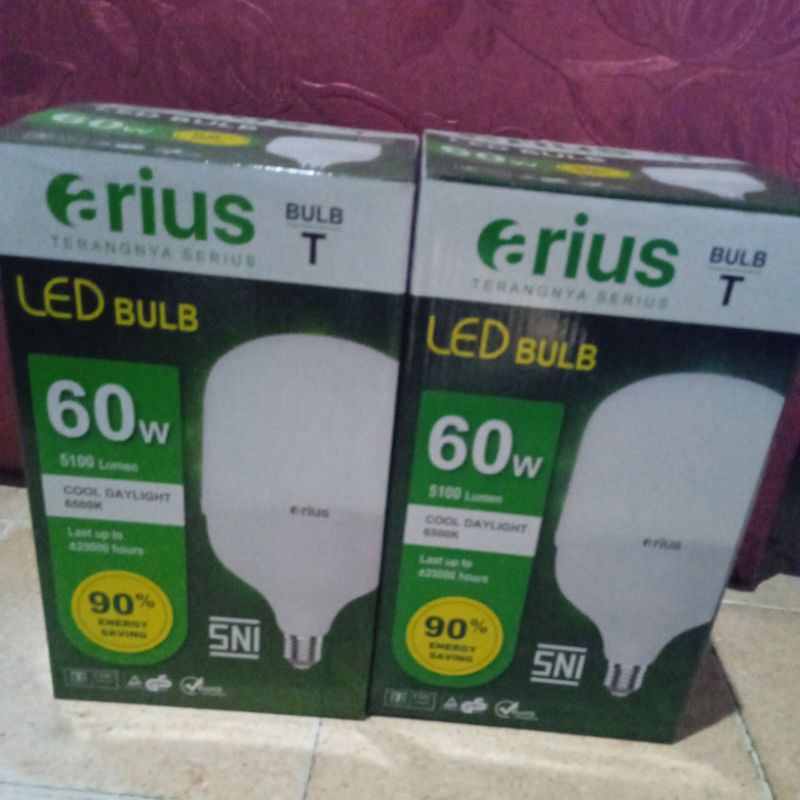 Jual led kapsul 60 watt merek arius ( nyala super terang) | Shopee ...