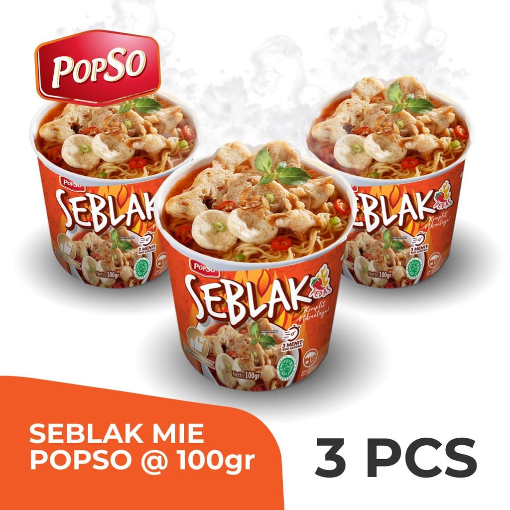 Jual PopSo Seblak Cup Paket isi 3 cup @100 gr x 3 | Shopee Indonesia