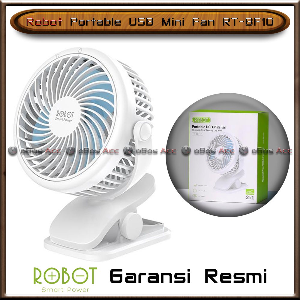 Jual Kipas Angin Portable ROBOT Mini Fan RT-BF10 Rotating Clip Base ...