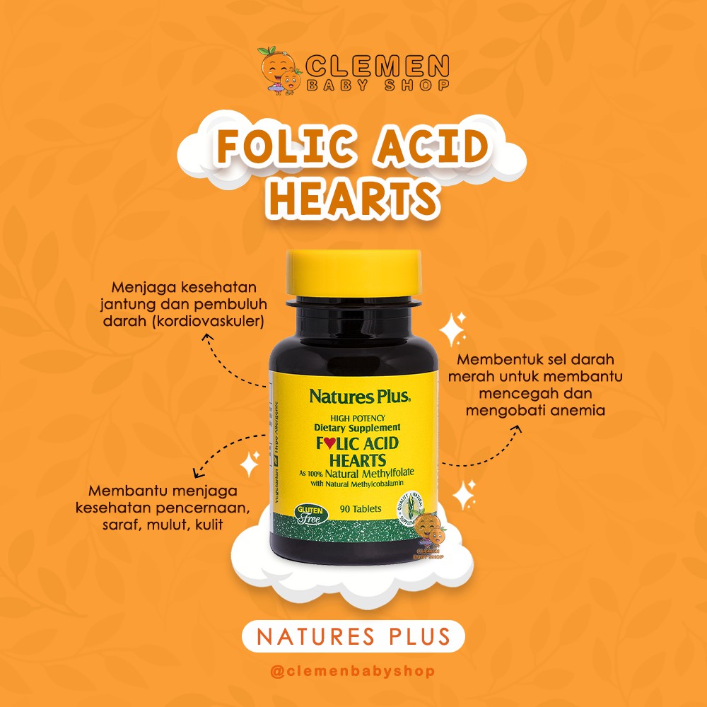 Jual Nature's Plus Folic Acid Hearts (Isi 90 Tablet) | Shopee Indonesia