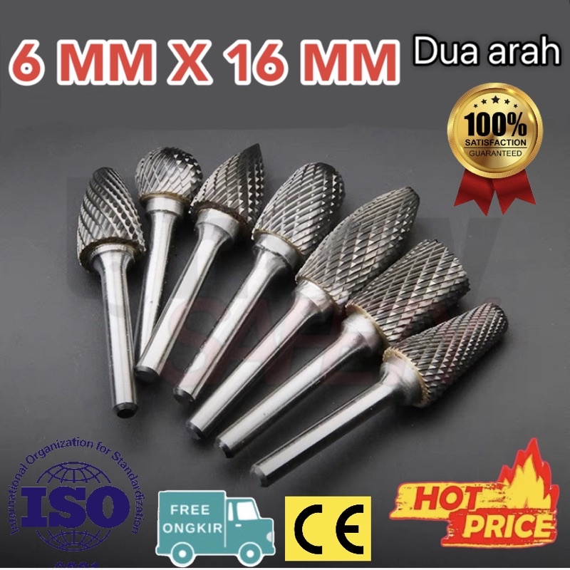 Jual 6MMx16MM Mata bor / Mata tuner /Mata cuner / Rotary burr dua arah ...