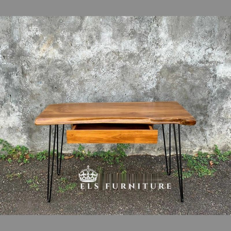 Jual meja kerja jati meja komputer meja console natural ukuran 120 kaki ...