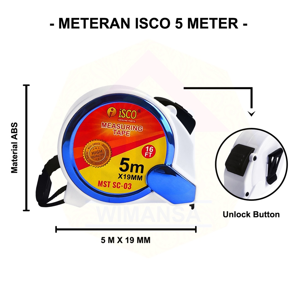 Jual METERAN ISCO 5 METER - METERAN AUTOSTOP | Shopee Indonesia