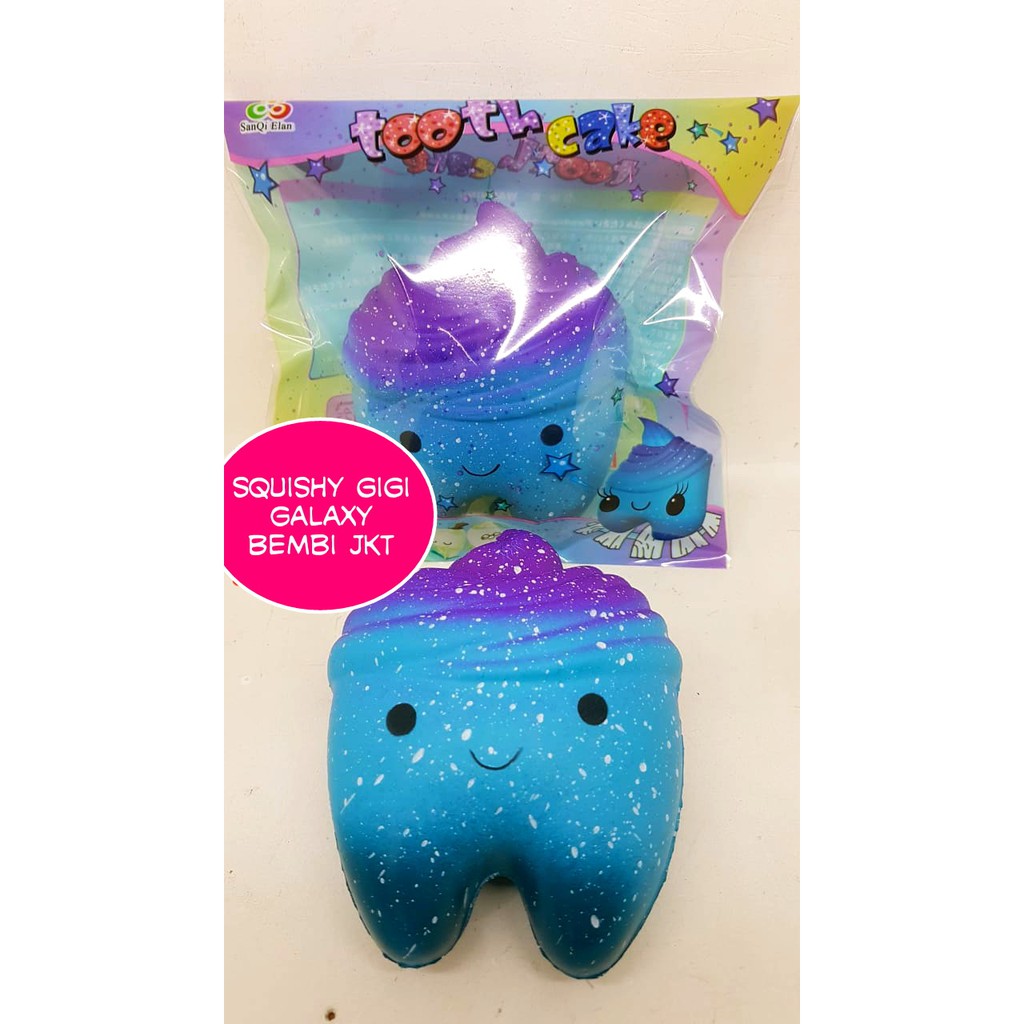 Jual new Squishy Gigi Galaxy Squishy Smile Galaxy Tooth Squishy biru ...