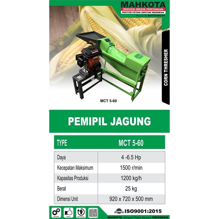 Jual Mesin Pemipil Jagung- Perontok Jagung - Pengupas Jagung Mahkota MCT 5-60 With Engine Siap ...