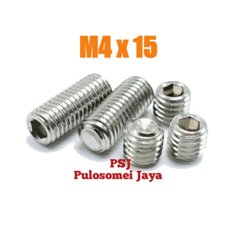 Jual SUS 304 Socket Set Screw M4 x 15 / Baut L Tanam / L Set Stainless ...