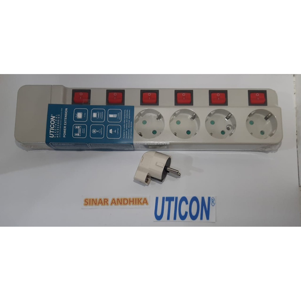Jual STOP KONTAK UTICON 6 LUBANG ST-1685 SN TANPA KABEL+STEKER L UTICON ...