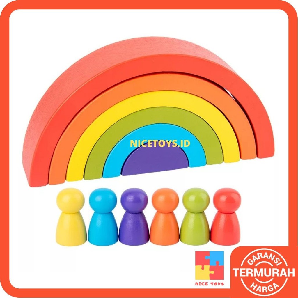 Jual Rainbow Blocks Wooden Balok Susun Mainan Kayu Mainan Balita Balok ...