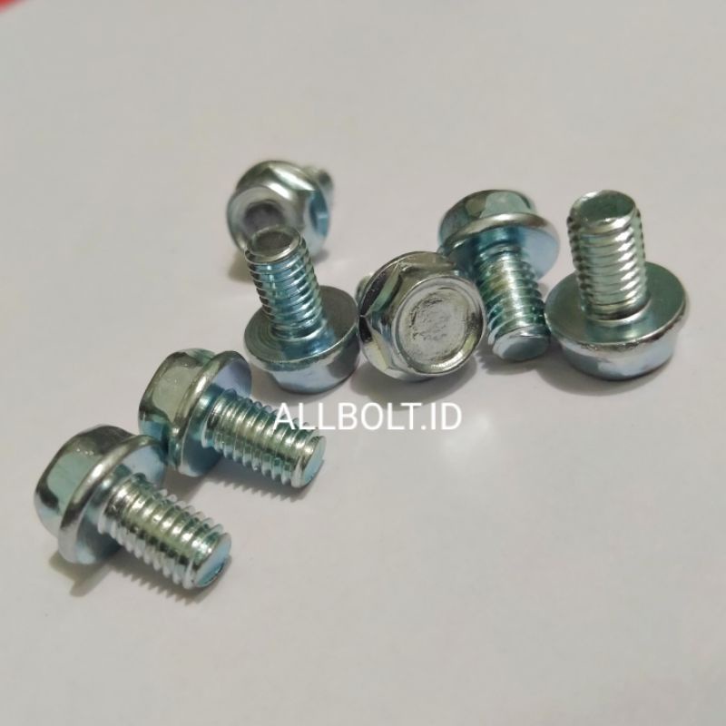 Jual baut 10 topi/ flange bolt 6mmx 12mm (5pcs) | Shopee Indonesia
