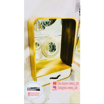 Jual cermin dinding / wall mirror with shelf / cermin dinding dengan ...