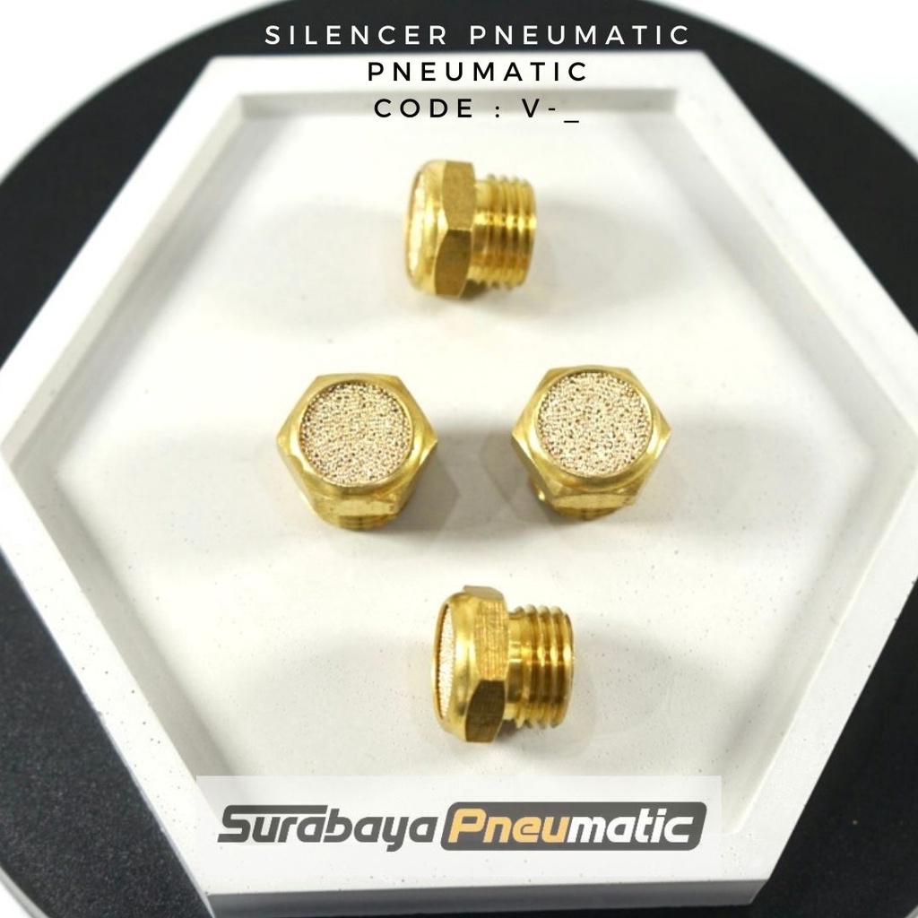 Jual Silencer Rata Kuningan - V-15 (Drat 1/2") - Type BSLM - Pneumatic | Shopee Indonesia
