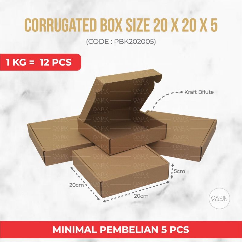 Jual Corrugated Box 20x20x5, Kemasan Makanan, Packaging Makanan, Box ...