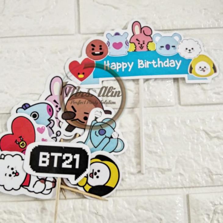 Jual 〔POP〕 Topper cake BTS / Topper Cup Cake BT21 / Hiasan Kue Ulang ...