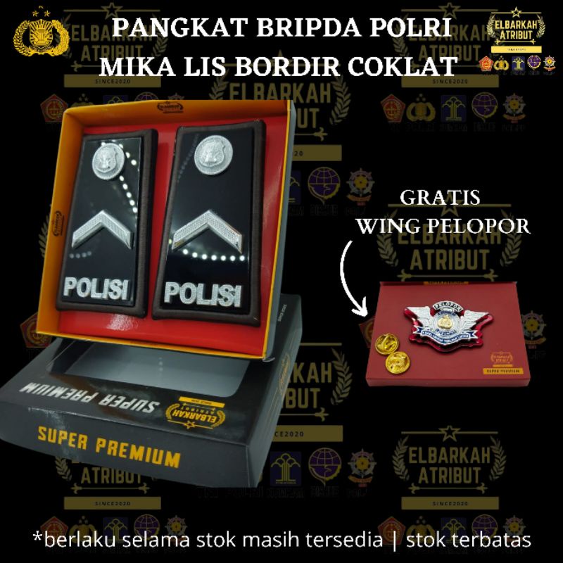 Jual Pangkat BRIPDA polri mika Lis BORDIR COKLAT | Shopee Indonesia
