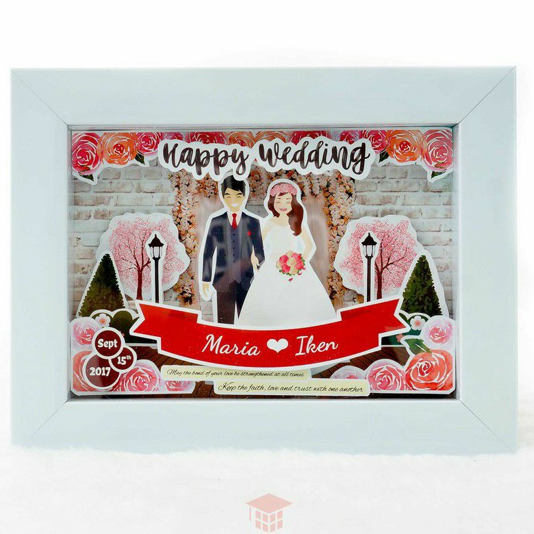 Jual Kado Nikah Wedding Premium Pigura Scrapframe 3D ukuran A4 | Shopee ...