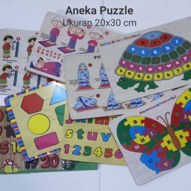 Jual Puzzle Kayu 20x30cm Angka Huruf Wudhu Sholat Tubuh Geometri ...