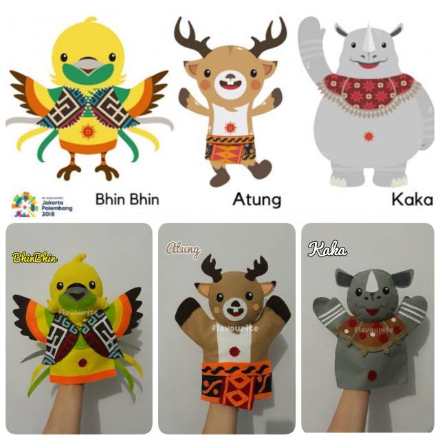 Jual Boneka Tangan Bhin Bhin/Atung/Kaka / Boneka Tangan Flanel Maskot ...