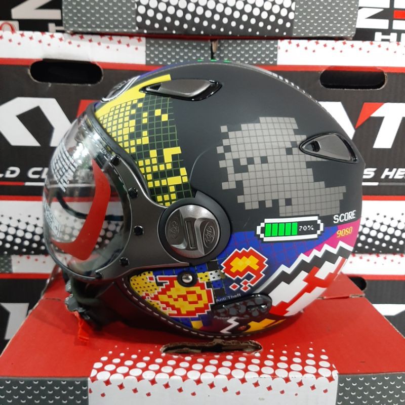 Jual HELM KYT ELSICO MOTIF #7 BLACK DOFF YELLOW RED | Shopee Indonesia