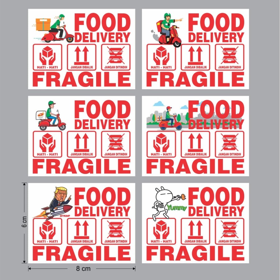 Jual stiker food delivery stiker makanan fragile ukuran 8x6 cm | Shopee ...