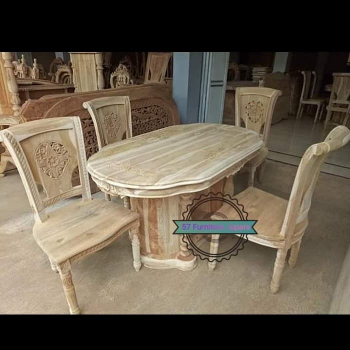Jual Meja makan Ganesa kursi 4 - meja makan ukir kayu jati mentahan ...
