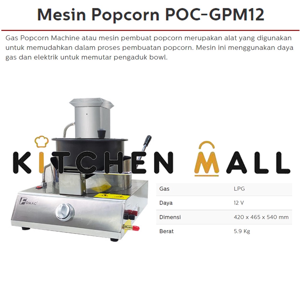 Jual FOMAC POC-GPM12 Gas Popcorn Machine - Popcorn Maker (Mesin Popcorn) | Shopee Indonesia