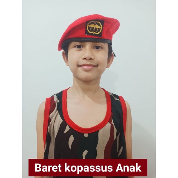 Jual topi baret hijau tni dan baret merah kopassus anak | Shopee Indonesia