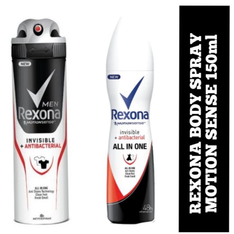 Jual REXONA BODY SPRAY MOTIONSENSE ANTI BACTERIAL 2 varian 150ML ...