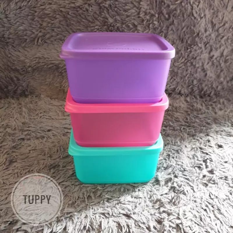 Jual Small Square Round mangkok tupperware bertutup 1 pcs | Shopee ...