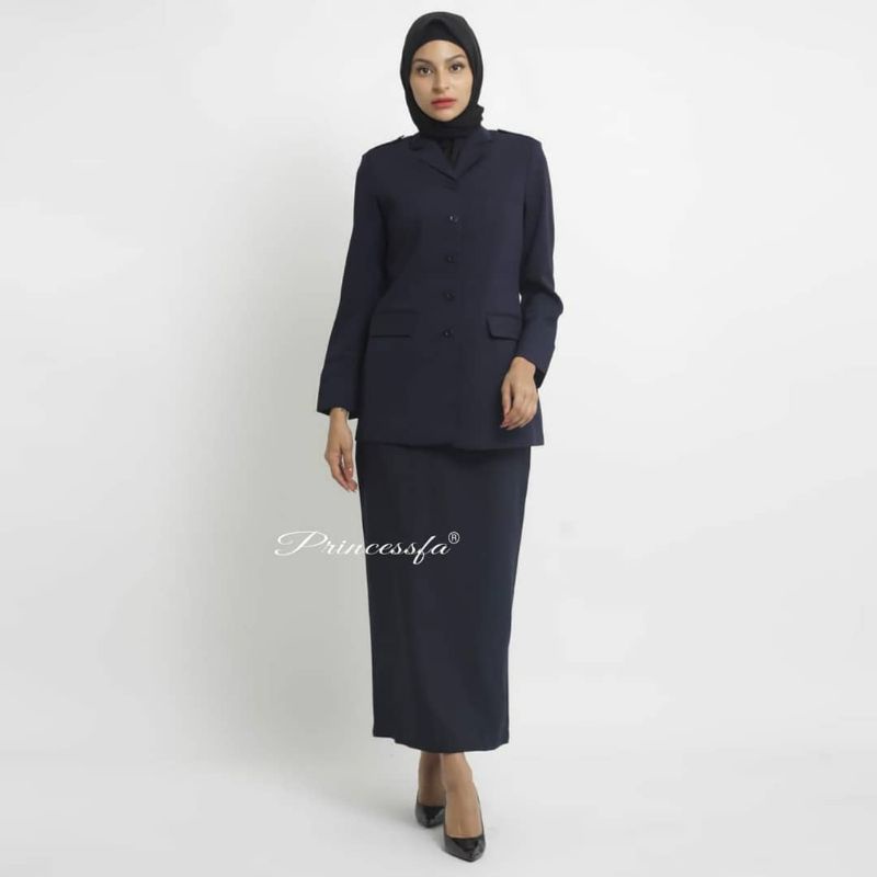 Jual stelan baju guru biru dongker /seragam kantor /seragam guru pemda ...