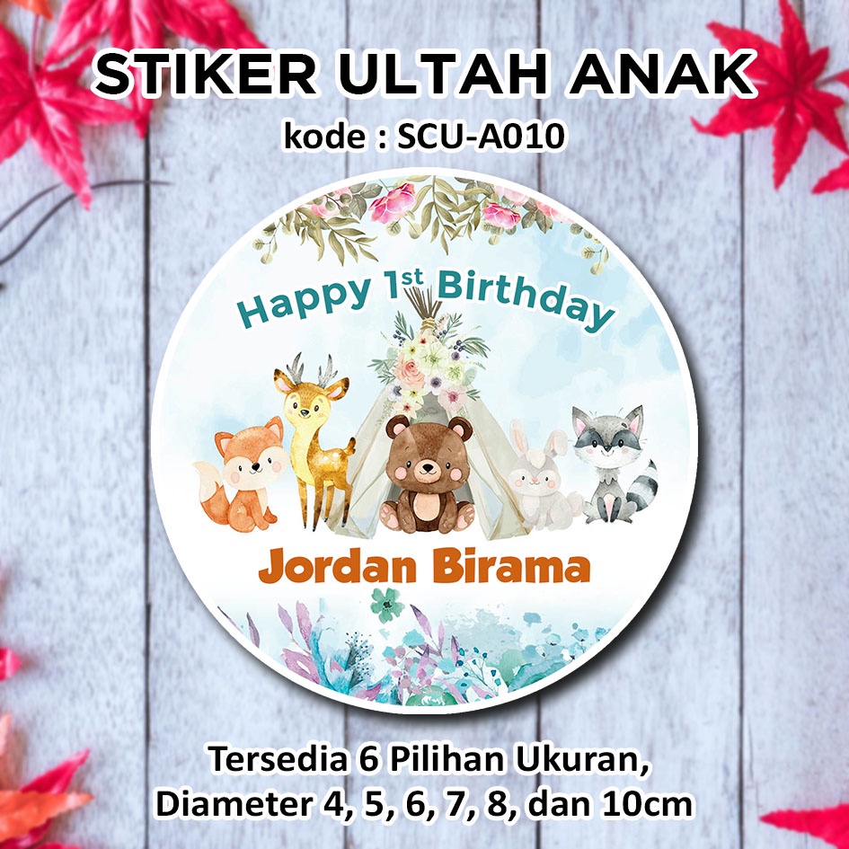 Jual STIKER ULANG TAHUN ANAK HEWAN BINATANG LUCU BIRTHDAY STICKER COWOK ...