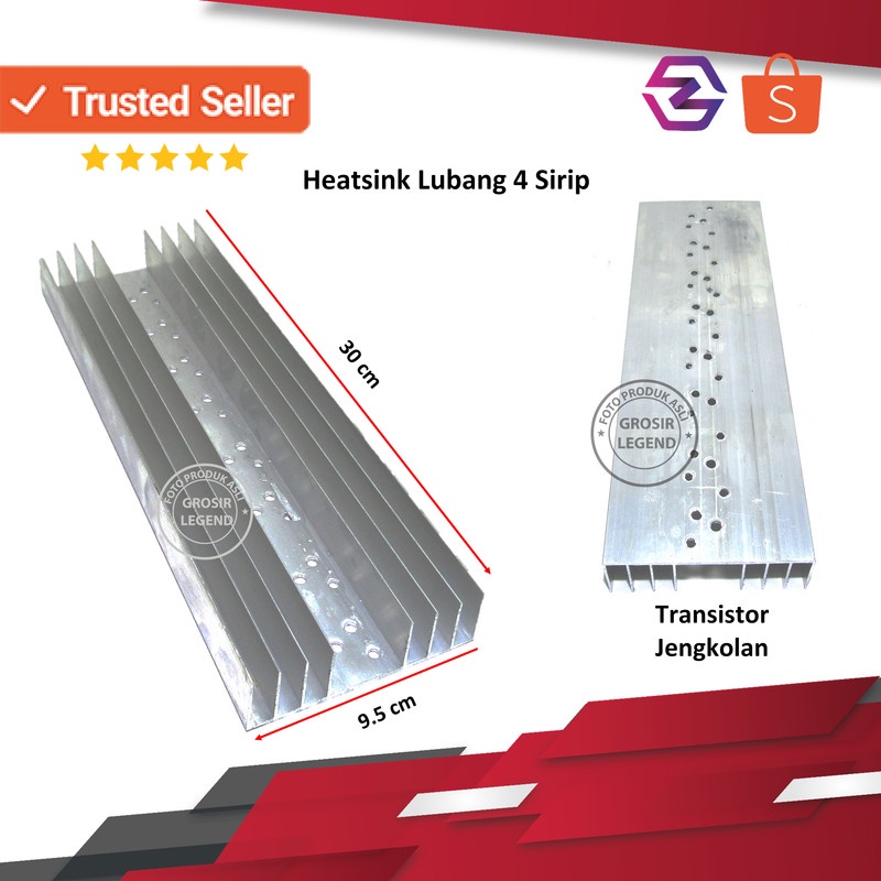 Jual Heatsink 4 sirip 30 cm pendingin aluminium lubang transistor ...