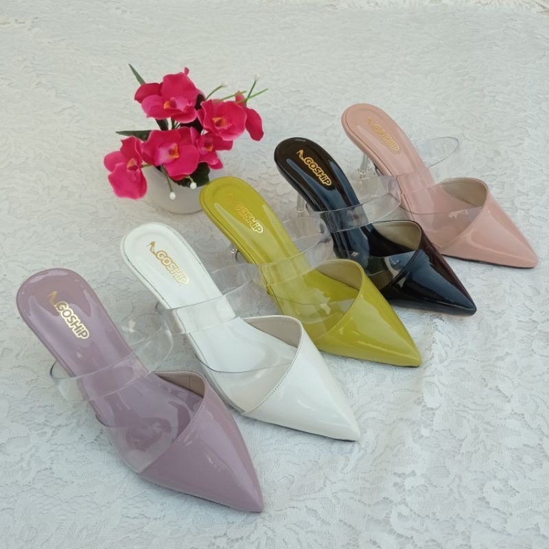 Jual ARF Collection Sepatu selop Heels Kaca 7 CM TERBARU CM-43 | Shopee ...