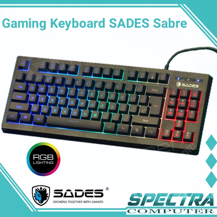 Jual Gaming Keyboard Sades Sabre TKL RGB - Hitam - Membrane backlight ...