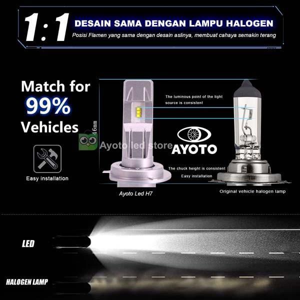 Jual Lampu LED mobil foglamp headlamp AYOTO socket H7 watt 35 Single beam | Shopee Indonesia