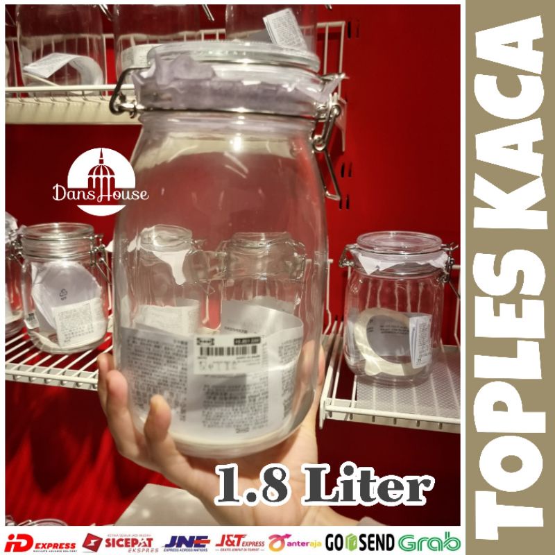 Jual Toples Stoples Kaca Bening Serbaguna 1.8 Liter Toples Kue Lebaran ...