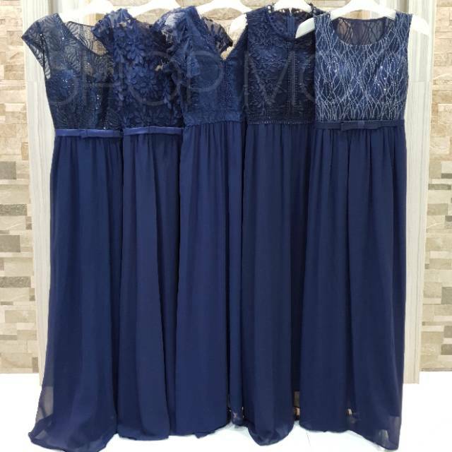 Jual NAVY BLUE ! Longdress gaun pesta brukat convertible dress ...