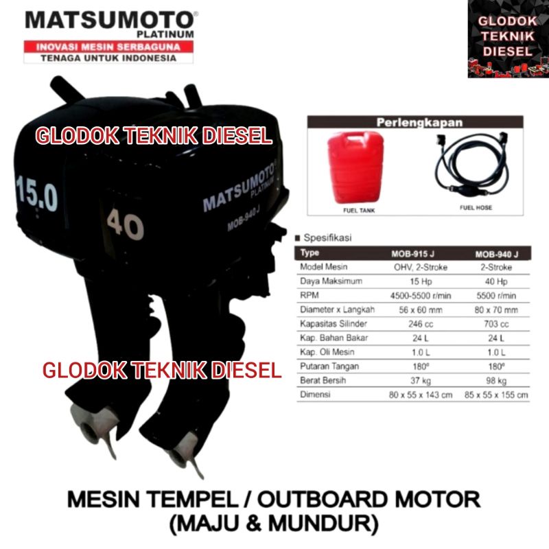 Jual Mesin Tempel Perahu Outboard Motor MATSUMOTO MOB 940J MOB 940 J 40 ...