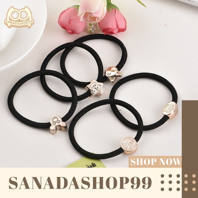 Jual (ACC04) Ikat Rambut Karakter Gaya Korea Warna Hitam Casual ...