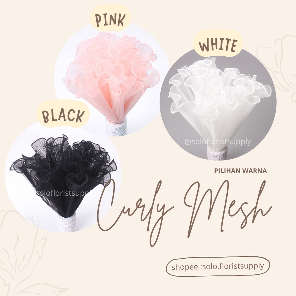 Jual 30cmx5yard CURLY MESH FLOWER WRAPPING KOREAN CURLY MESH / KAIN ...