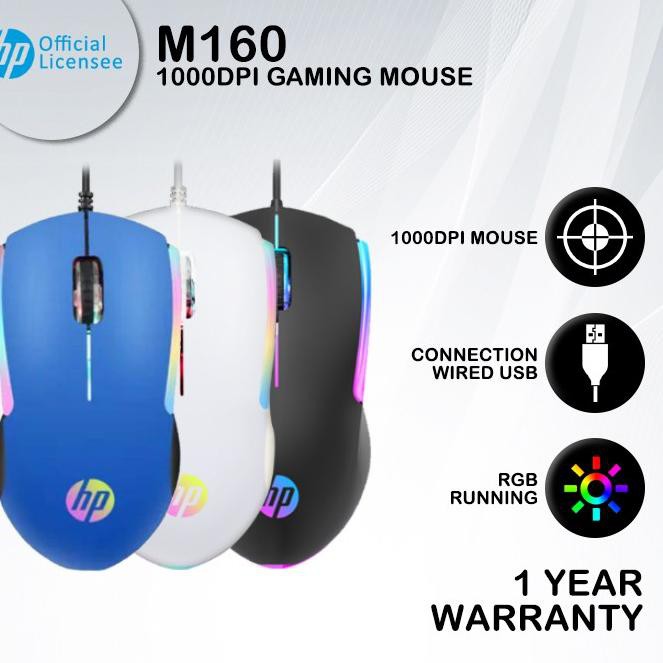 Jual Mouse Gaming HP M160 - 1000DPI RGB USB Wired (KODE 955) | Shopee ...