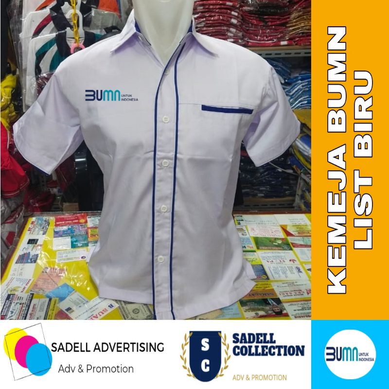 Jual Kemeja BUMN Seragam BUMN Badan Usaha Milik Negara Putih List Biru ...