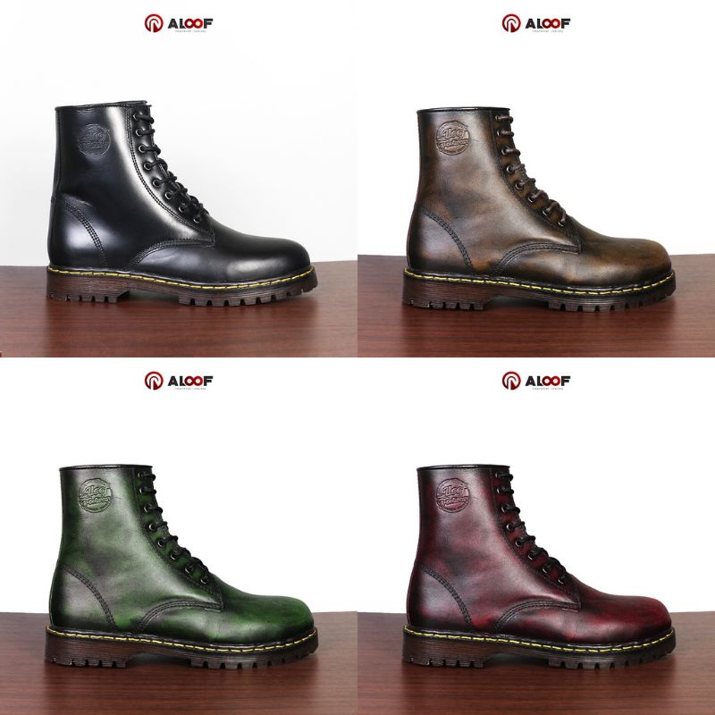Jual ALOOF Kabina - Sepatu Boots Bikers 8 Hole Original Kulit Model ...