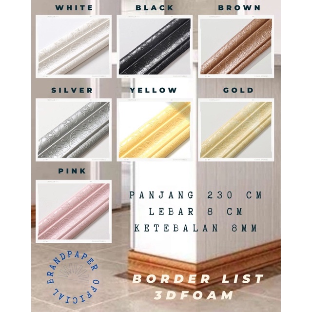Jual Border List Dinding 3d Foam Panjang 230 cm x Lebar 8 cm | Shopee ...