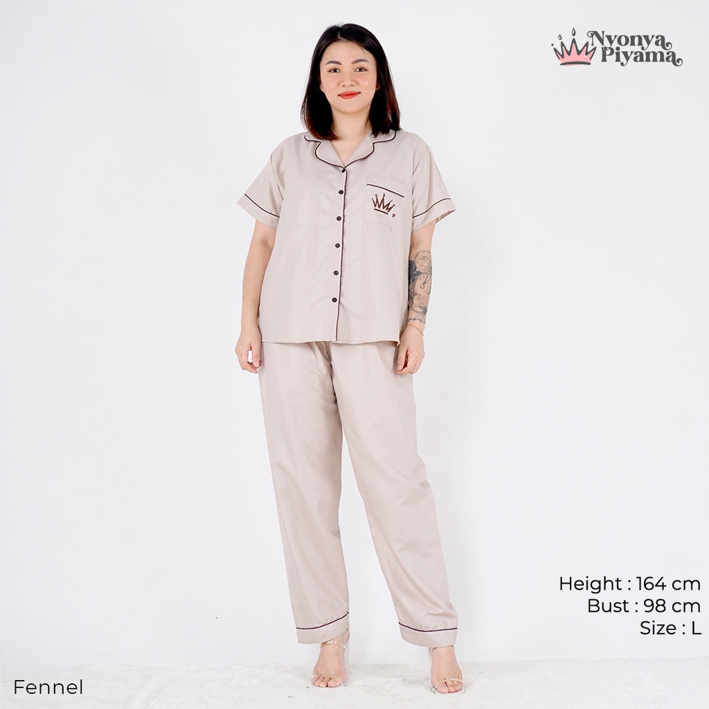 Jual [BEST SELLER] Nyonya Piyama Poly Bamboo Set Classic Couple (Fennel ...