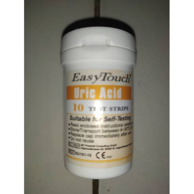 Jual strip tes asam urat easy touch isi 10 original uric acid test ...