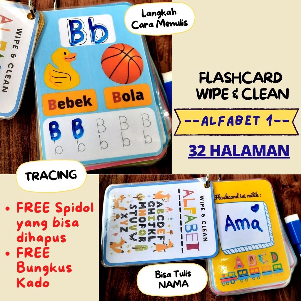 Jual Menulis Huruf HIJAIYAH Flash card Wipe Clean Membaca Abjad Mainan ...