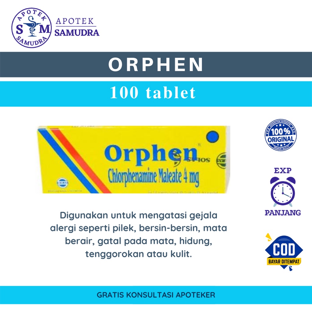 Jual ORPHEN Tablet - Box isi 200 tablet obat alergi obat antihistamin ...