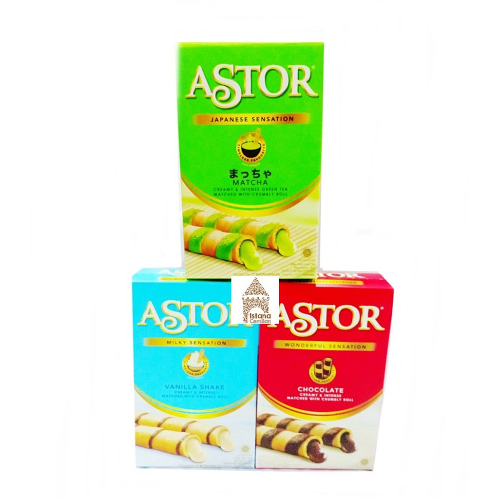 Jual ASTOR Matcha Green Tea / Vanilla Shake / Chocolate Wafer Roll 40 ...